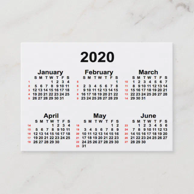2020 White 52 Week Calendar by Janz Business Cards | Zazzle