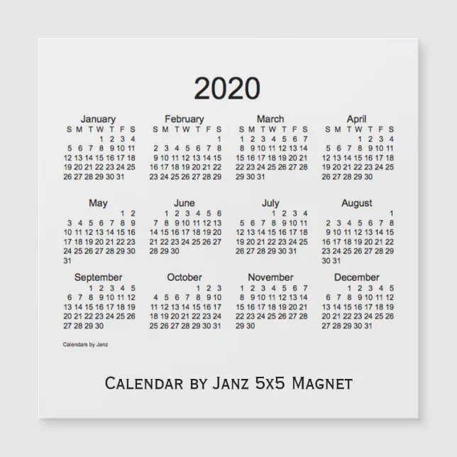 2020 White Smoke Calendar by Janz 5x5 Magnet | Zazzle