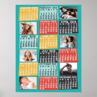 2020 Year Monthly Calendar Modern Photo Collage Poster | Zazzle
