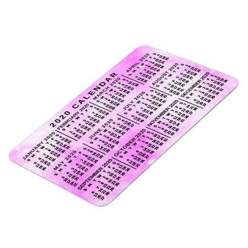2020 Year Monthly Calendar Pink Watercolor Stars Magnet | Zazzle