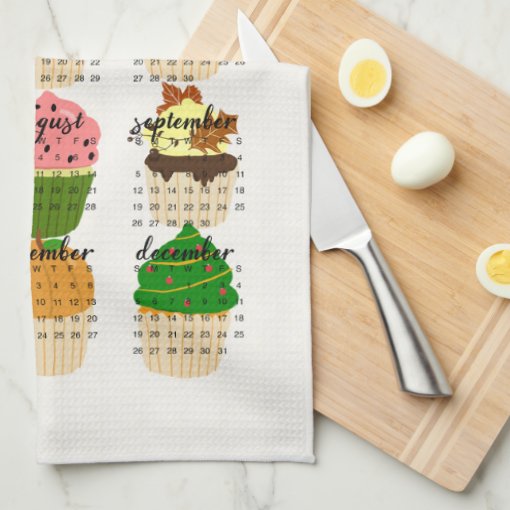 2021 Calendar Cupcake Kitchen Tea Towel | Zazzle