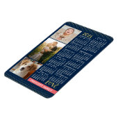 2021 Calendar Navy Coral Gold Family Photo Collage Magnet | Zazzle