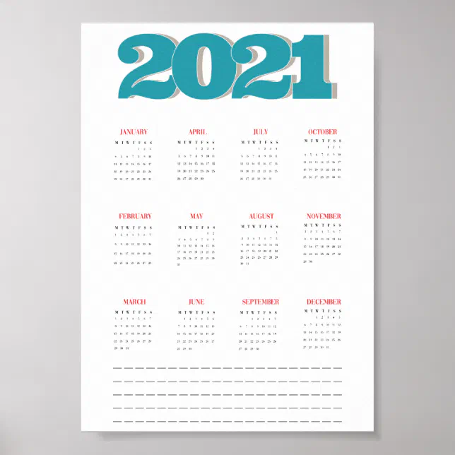 2021 calendar poster | Zazzle