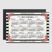 2021 Calendar Preppy Floral Stripes Custom Magnet | Zazzle