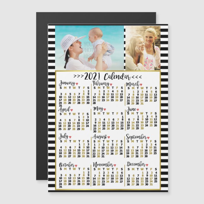 2021 Calendar Year Preppy Stripes | Custom Photos Magnetic Invitation ...