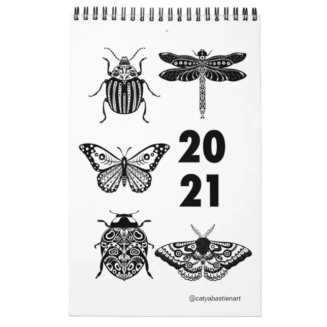 2021 Folk Art Bug Illustration Calendar | Zazzle
