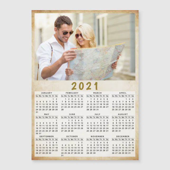 2021 Full Year Magnetic Calendar Custom Photo | Zazzle