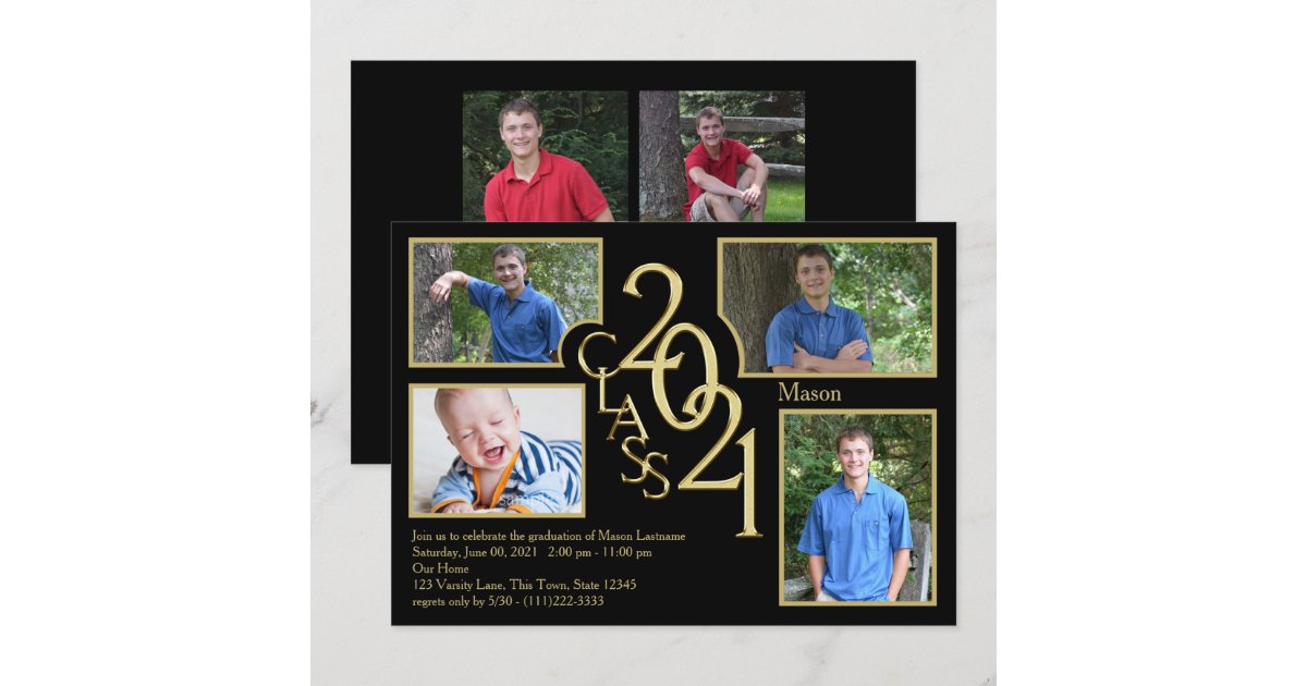 2021 Graduation Class of Quad Photo Invitation | Zazzle