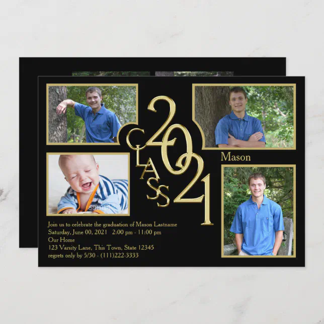 2021 Graduation Class of Quad Photo Invitation | Zazzle