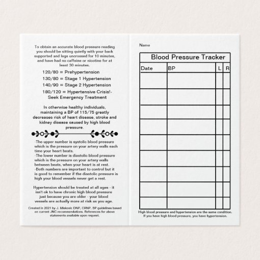2021 Handy Wallet Card for Blood Pressure Tracking | Zazzle