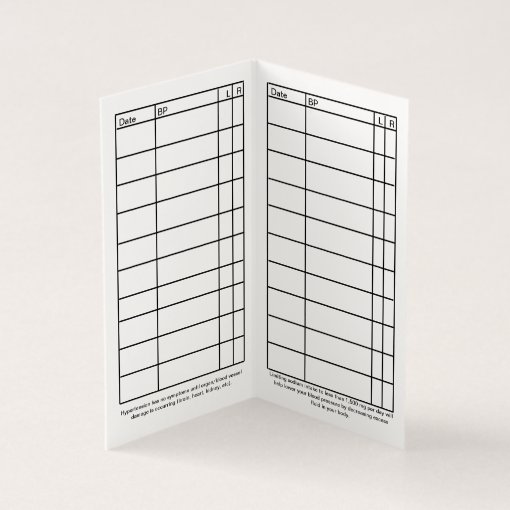 2021 Handy Wallet Card for Blood Pressure Tracking | Zazzle