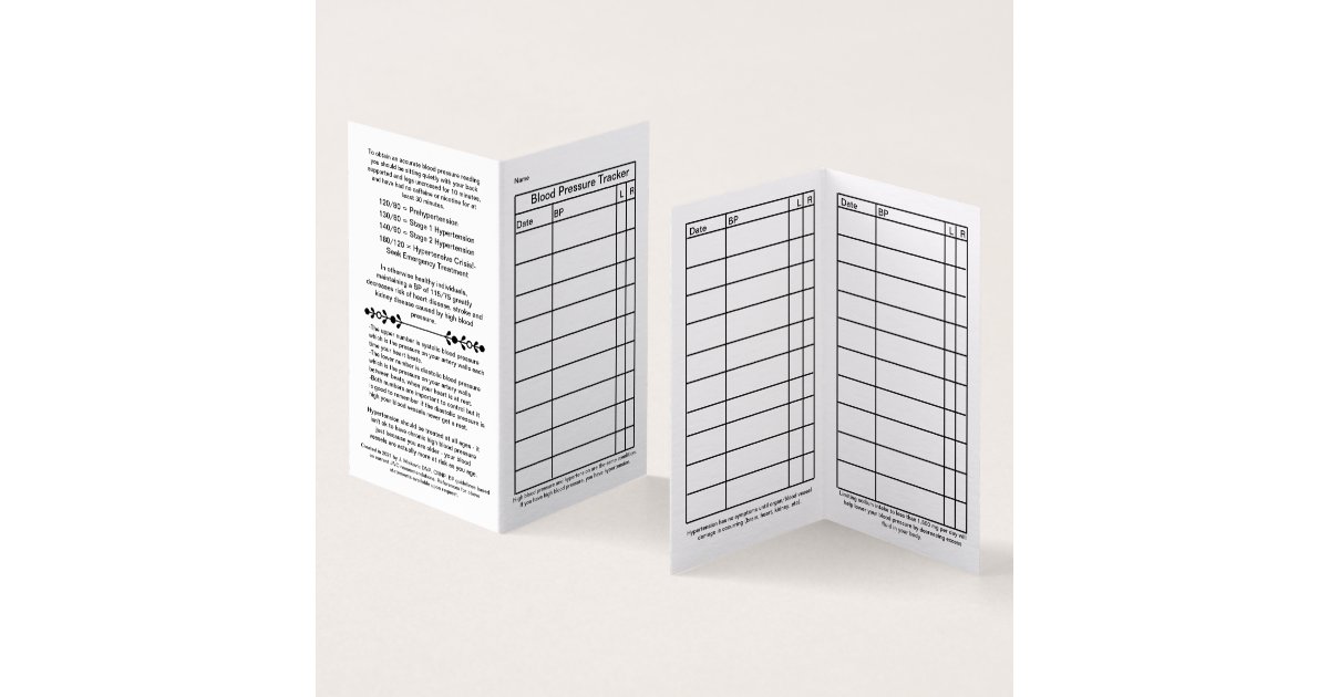 2021 Handy Wallet Card for Blood Pressure Tracking | Zazzle