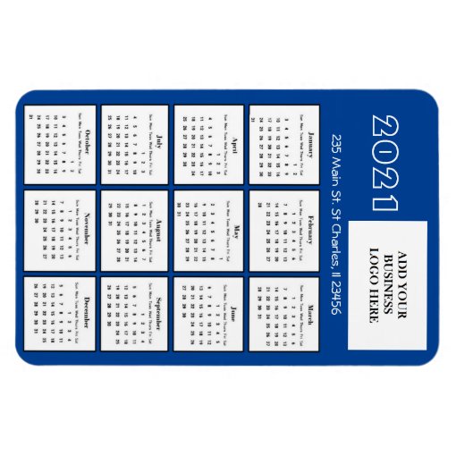 2021 Mini Calendar Refrigerator Business Logo Magnet | Zazzle