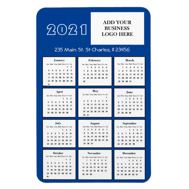 2021 Mini Calendar Refrigerator Business Logo Magnet | Zazzle