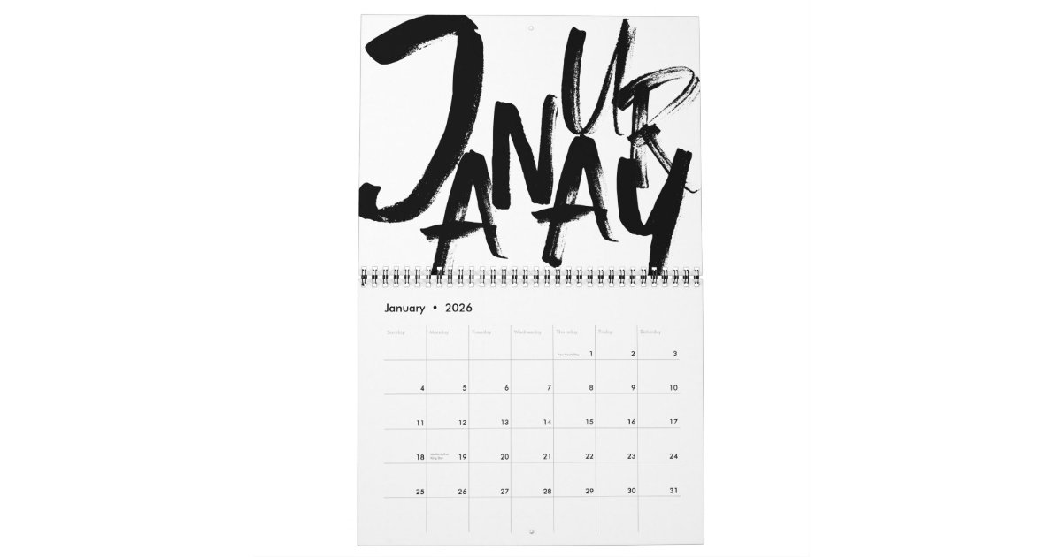 2021 Minimalist Abstract Black and White Calendar | Zazzle