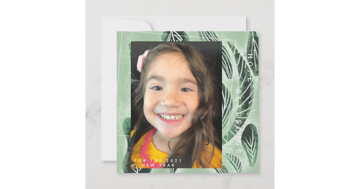 2021 New Years Hand Drawn Botanical Plant Greenery Card | Zazzle