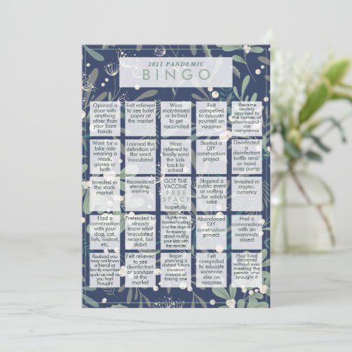 2021 Pandemic BINGO Funny Mistletoe Navy Christmas Holiday Card | Zazzle