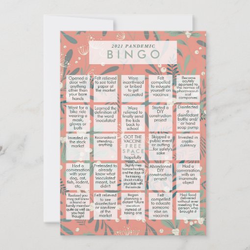 2021 Pandemic BINGO Funny Mistletoe Pink Christmas Holiday Card | Zazzle