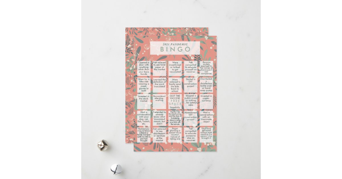 2021 Pandemic BINGO Funny Mistletoe Pink Christmas Holiday Card | Zazzle