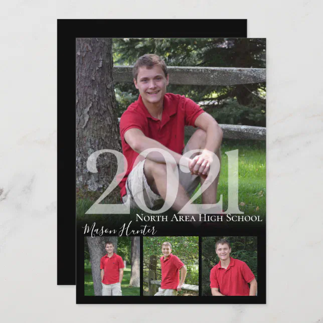 2021 Senior Memories Quad Photo Graduation Invitation | Zazzle