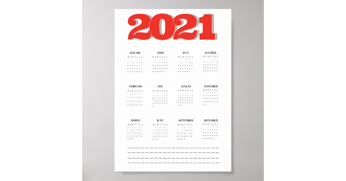 2021 wall calendar poster | Zazzle