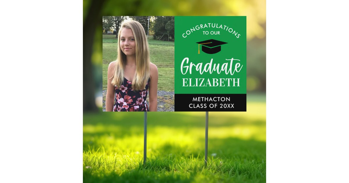 2021Green and Black Photo Congratulation Lawn Sign | Zazzle