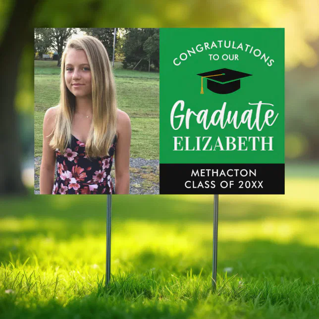 2021Green and Black Photo Congratulation Lawn Sign | Zazzle