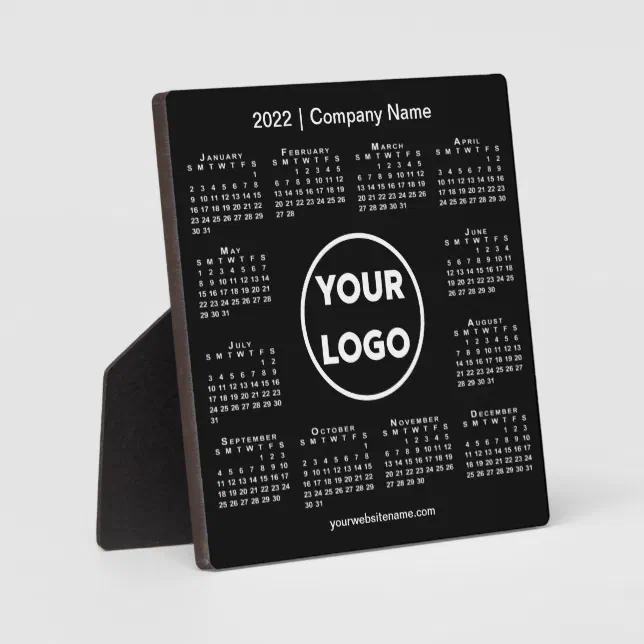 2022 Calendar Company Logo Black Business Plaque | Zazzle