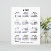2022 Custom Holiday 52 Week Calendar by Janz | Zazzle