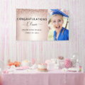 2022 Graduation Glitter Rose Gold Blush Pink Banner | Zazzle