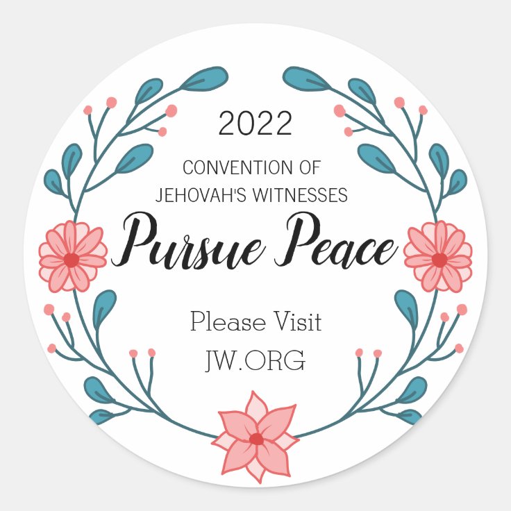 2022 JW Ministry Supply Pursue Peace Convention Classic Round Sticker | Zazzle