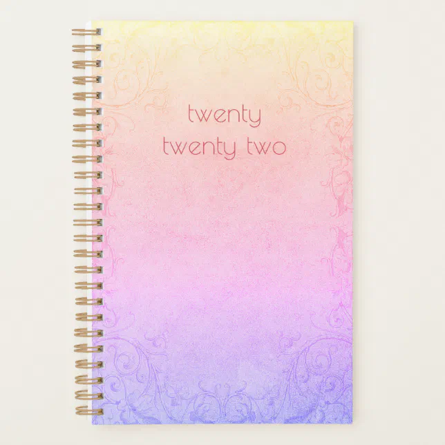 2022 Modern Pastel Rainbow Gradient Planner | Zazzle