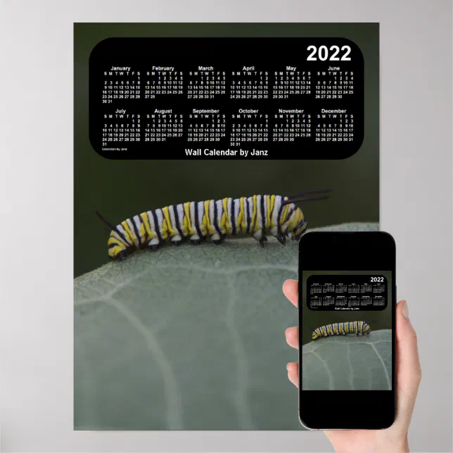 2022 Monarch Caterpillar Calendar by Janz Poster | Zazzle