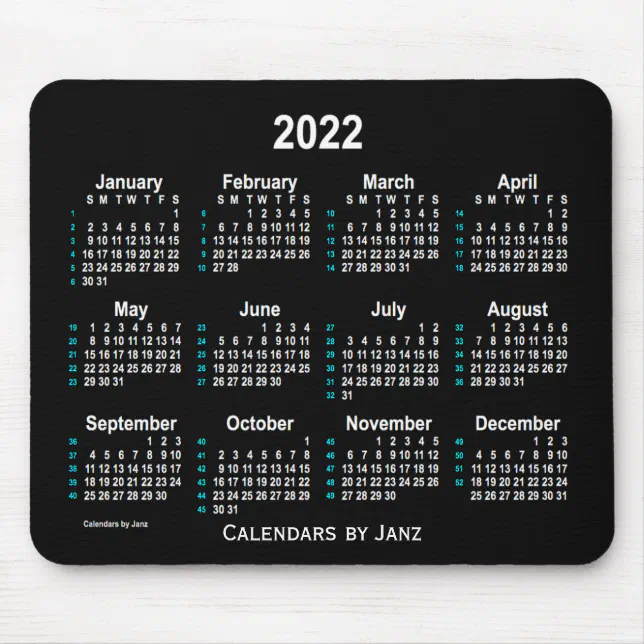 2022 Neon White 52 Weeks Calendar by Janz Mouse Pad | Zazzle