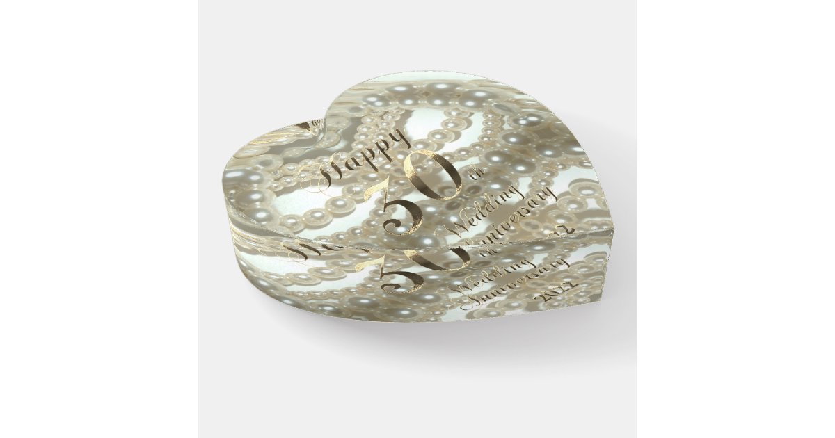 2022 Pearl Wedding Happy 30th Anniversary Paperweight | Zazzle