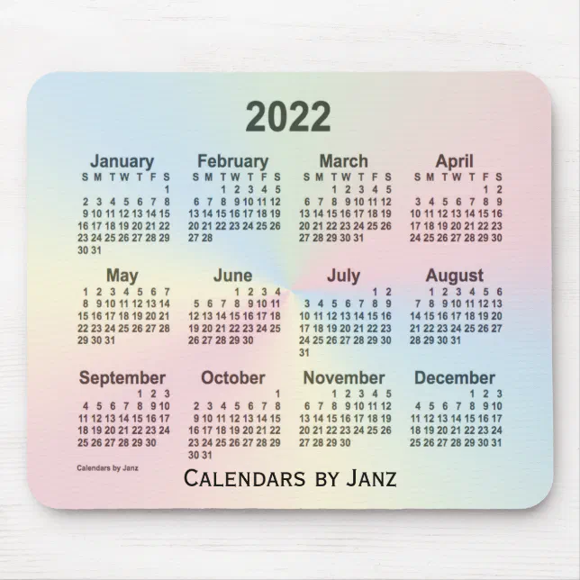 2022 Rainbow Cloud Calendar by Janz Mouse Pad | Zazzle