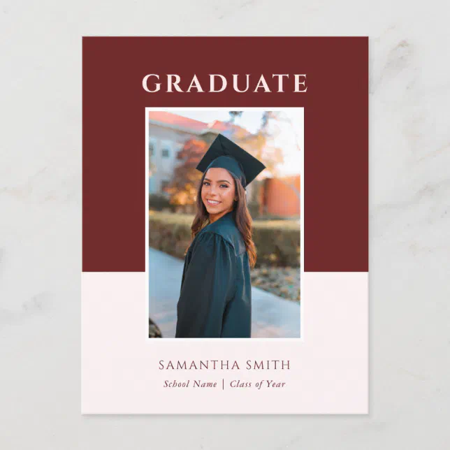 2022 Red Modern Simple Typography Photo Graduation Announcement ...