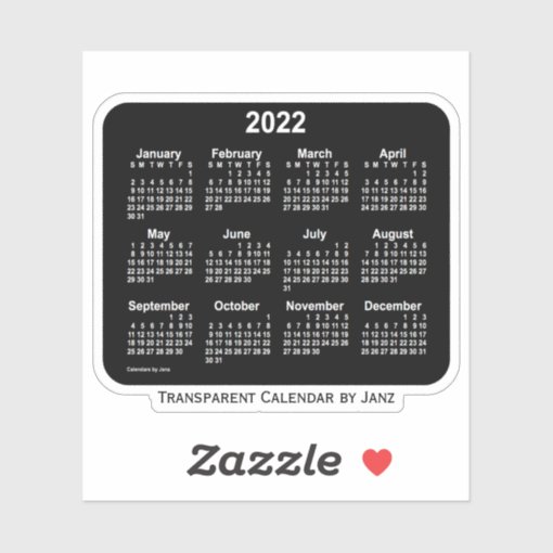 2022 Transparent Neon Calendar by Janz Sticker | Zazzle