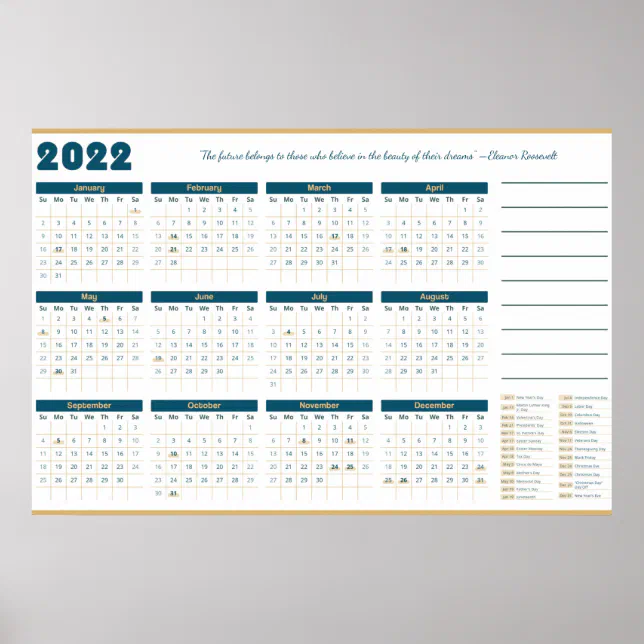 2022 Year Calendar Poster | Zazzle
