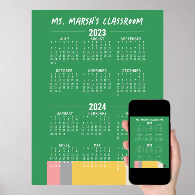 2023-2024 Academic Calendar - July to June Poster | Zazzle