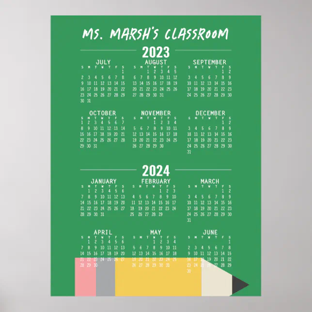 2023-2024 Academic Calendar - July to June Poster | Zazzle