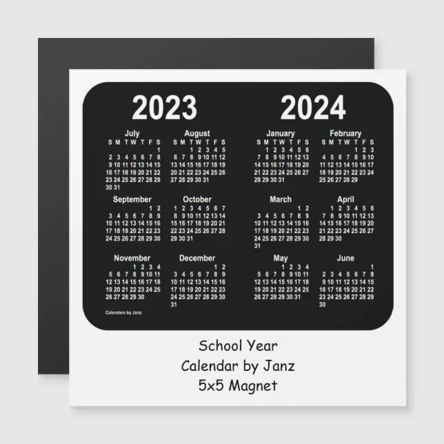 2023-2024 Black and White School Calendar by Janz | Zazzle