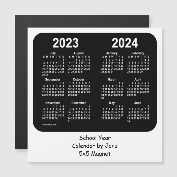 2023-2024 Black and White School Calendar by Janz | Zazzle.com