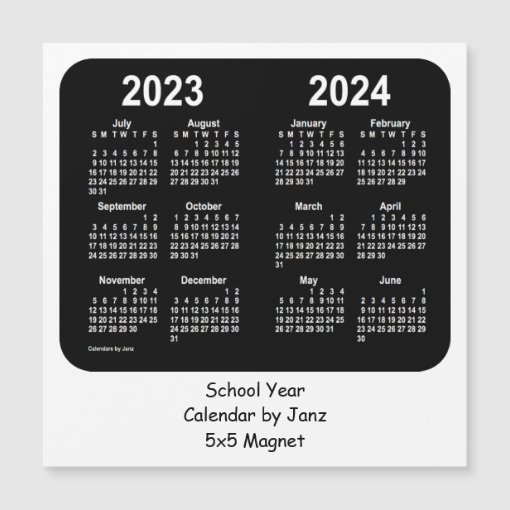 2023-2024 Black and White School Calendar by Janz | Zazzle