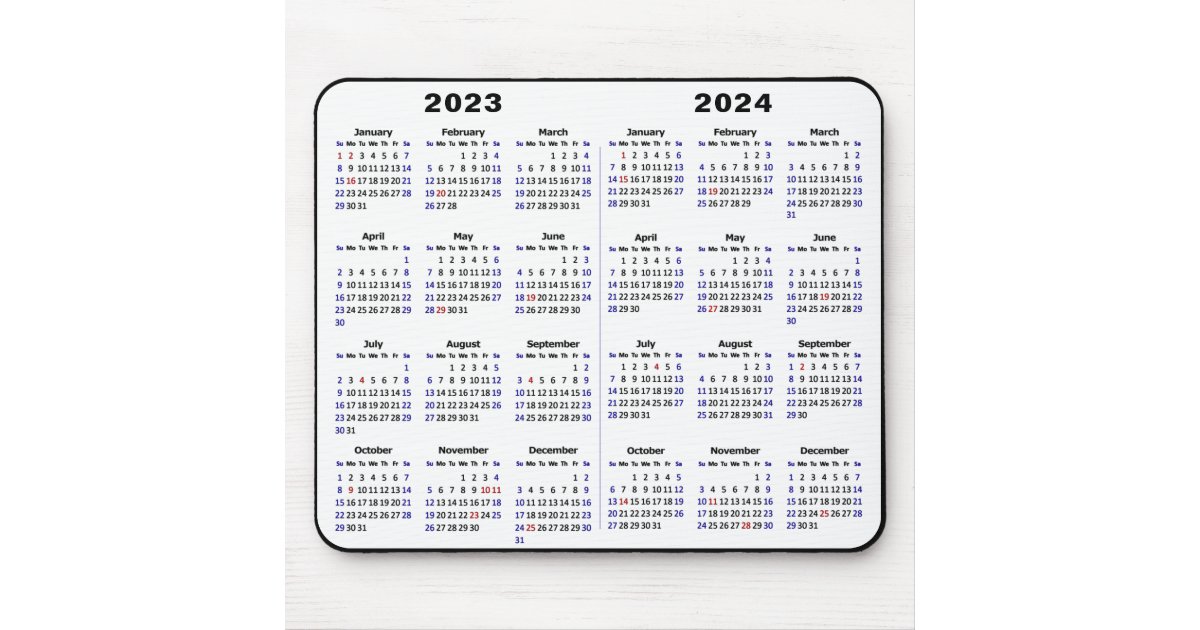 2023 - 2024 Calendar Minimalist 2 year Calendar Mouse Pad | Zazzle