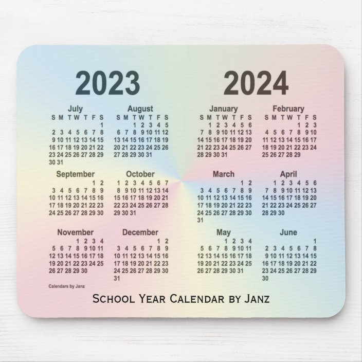 2023-2024 Rainbow Cloud School Calendar by Janz Mouse Pad | Zazzle.com