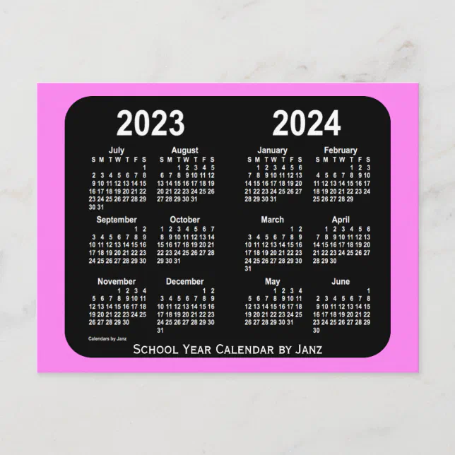 2023-2024 Violet Neon Mini School Calendar by Janz Postcard | Zazzle