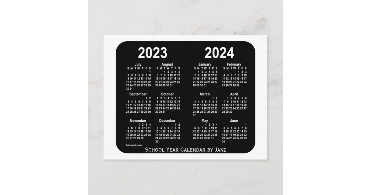 2023-2024 White Neon School Calendar by Janz Postcard | Zazzle