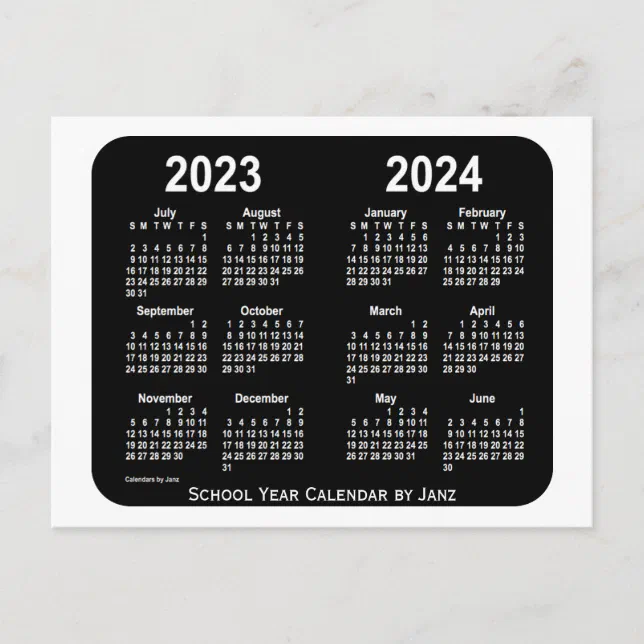 2023-2024 White Neon School Calendar by Janz Postcard | Zazzle