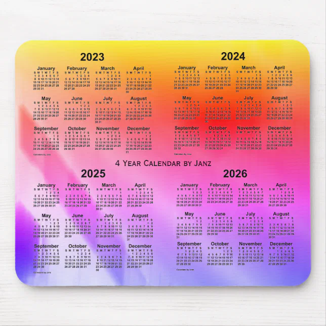 2023-2026 Rainbow Shadows 4 Year Calendar by Janz Mouse Pad | Zazzle